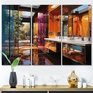 Designart "Bathroom Abstract Reflections III" Bath & Laundry Wall Art Print Set - Bed Bath ...